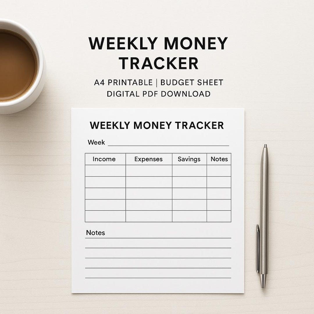 Weekly Money Tracker – A4 Printable Budget Sheet | Track Income ...