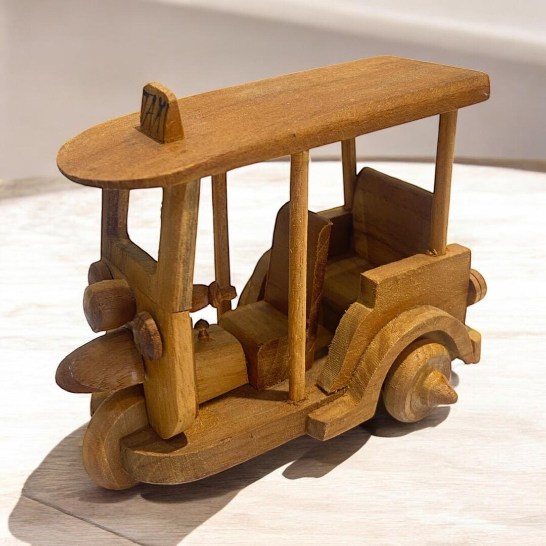 Hand-carved Teak Wood Tuk Tuk, Authentic Thai Miniature Vehicle ...