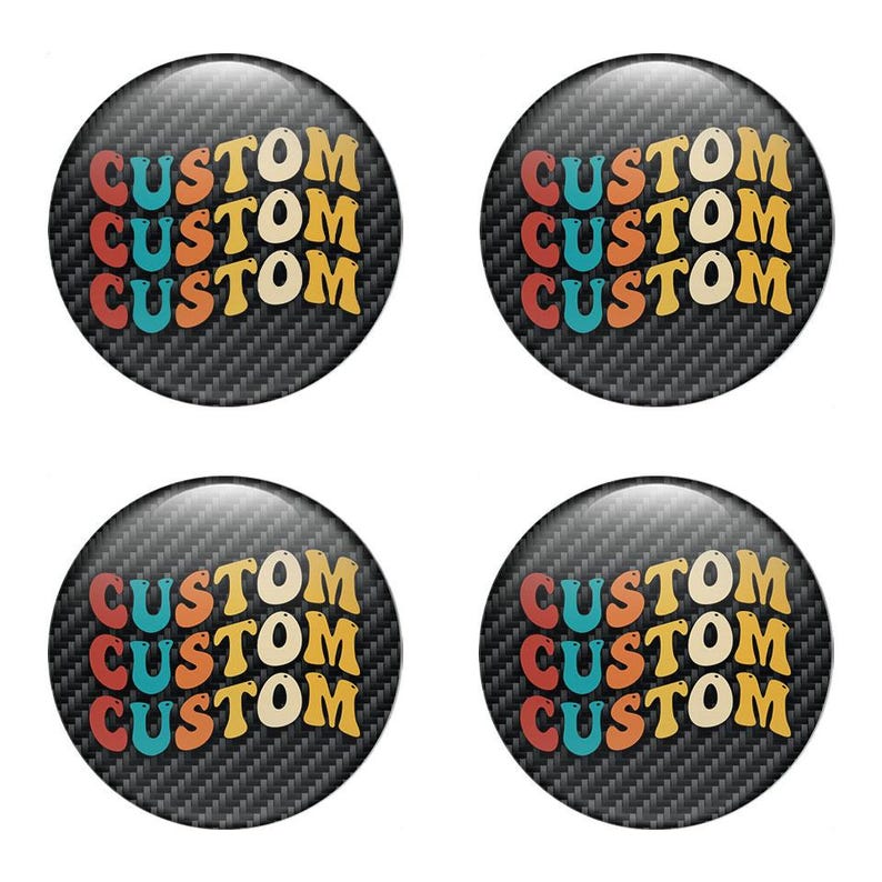 Set of 4 Custom Emblems Auto Logo Wheel Center Cap Decals: Epoxy Resin ...