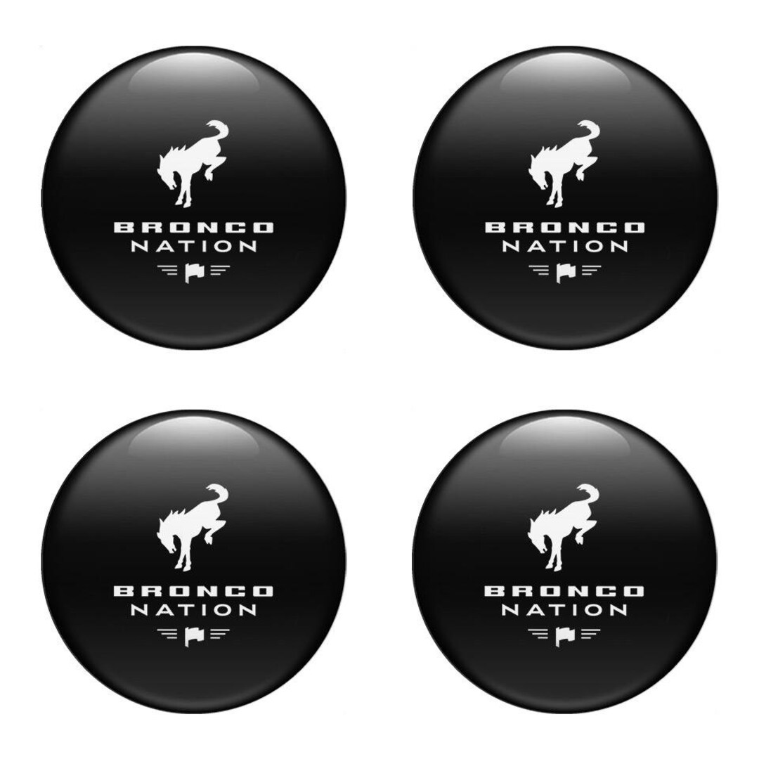Bronco Wheel Center Cap Decals: Epoxy Emblem Stickers, Black & Yellow ...