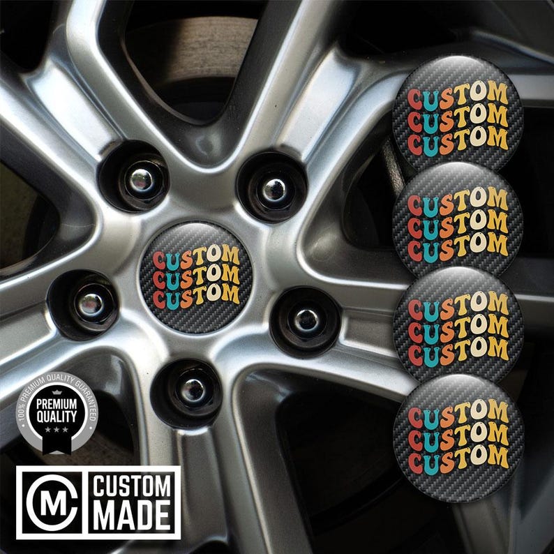 Set of 4 Custom Emblems Auto Logo Wheel Center Cap Decals: Epoxy Resin ...