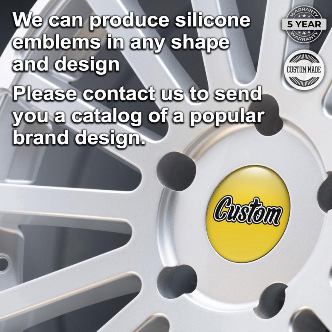 Set of 4 Custom Emblems Auto Your Logo Wheel Center Cap Decals: Epoxy ...