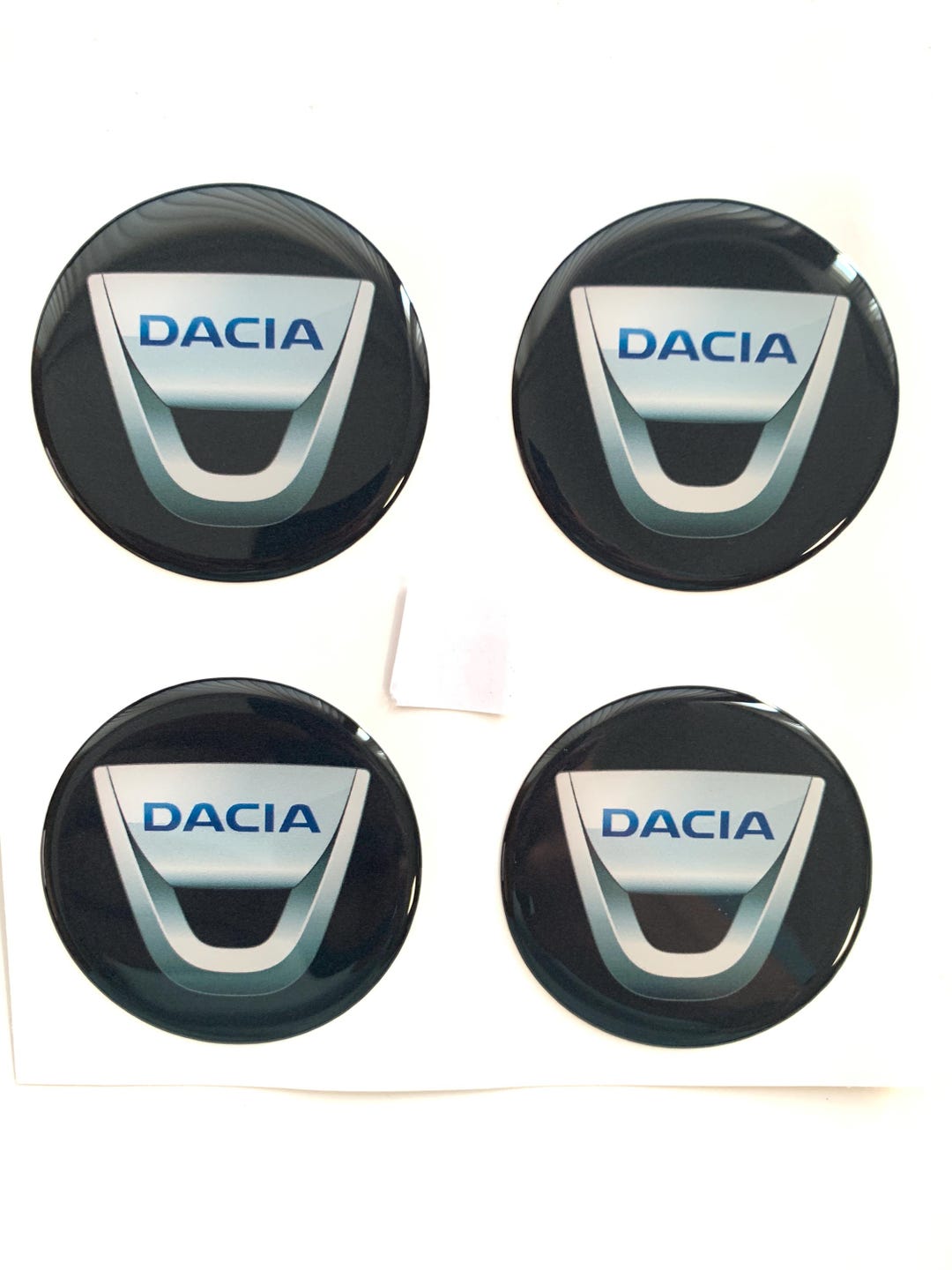 Dacia Wheel Center Cap Decals: Epoxy Emblem Stickers - Black & Yellow ...