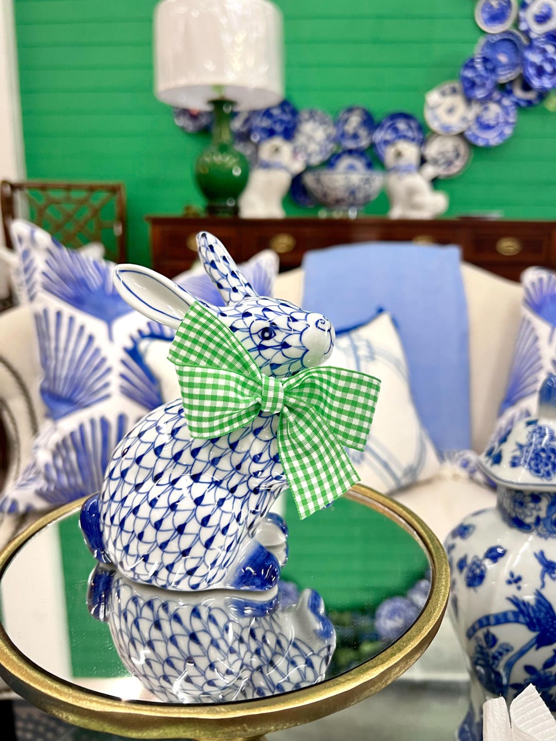 Blue and White Porcelain Bunny Rabbit - Etsy