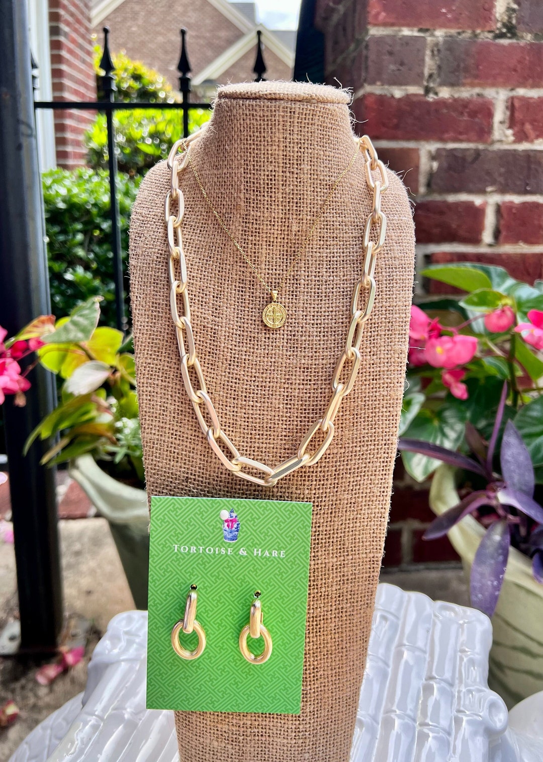 Brushed Gold Chunky Chain Link Necklace - Etsy