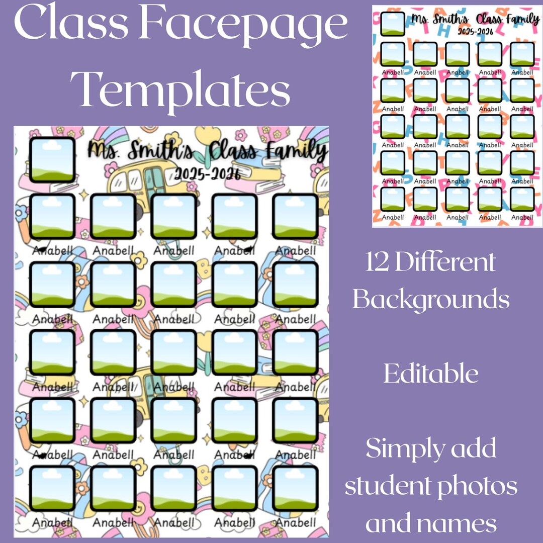 Class Photo Collage Template: Canva Template to Edit and Customize. 12 ...