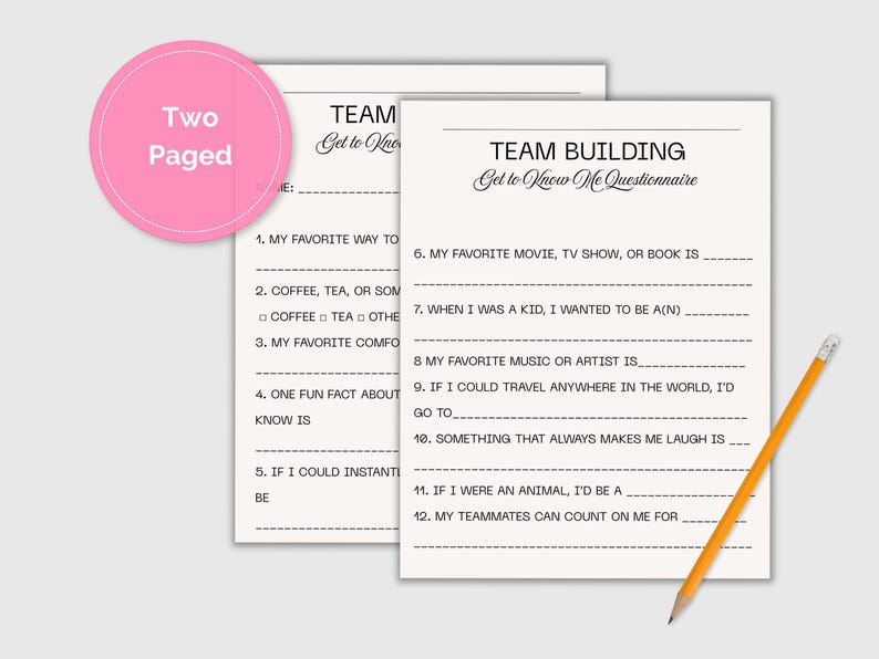 Coworker Questionnaire: Team Building Game (printable Instant Download ...