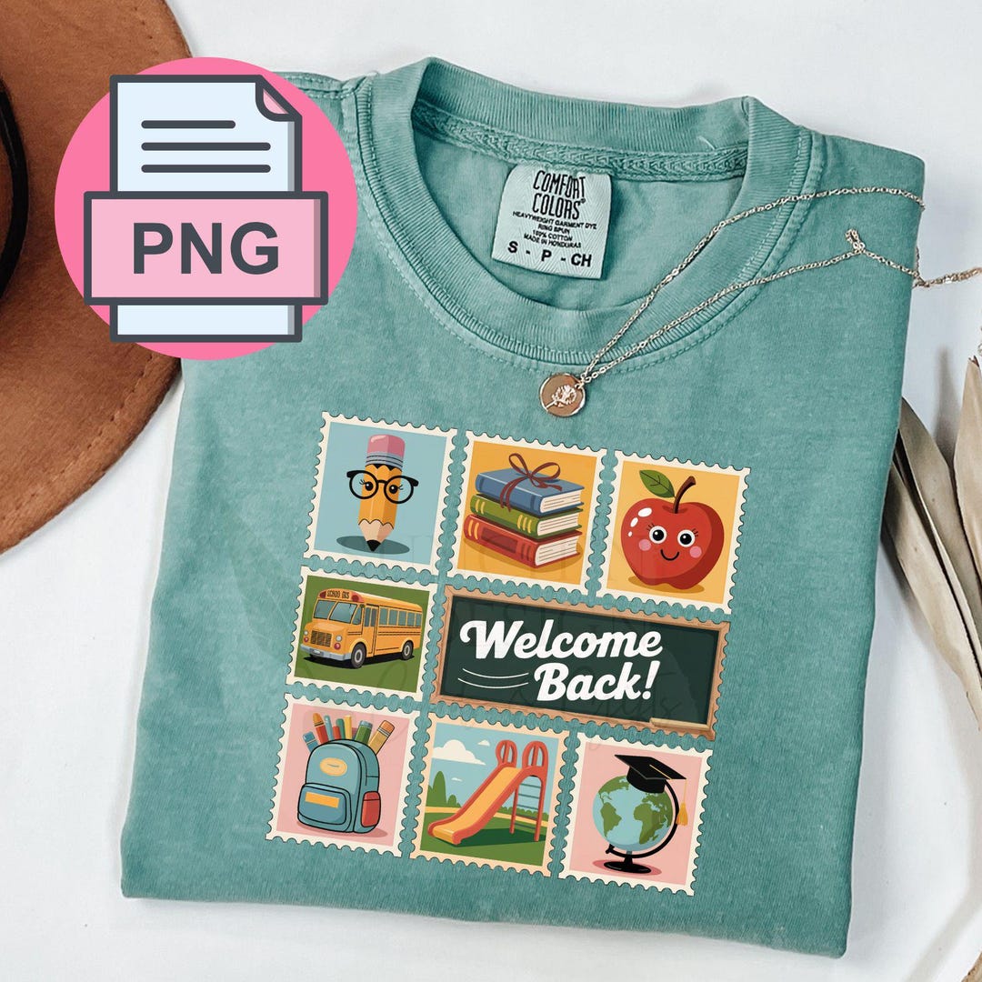 Back to School Postage Stamp PNG: Teacher Coquette Sublimation Design ...