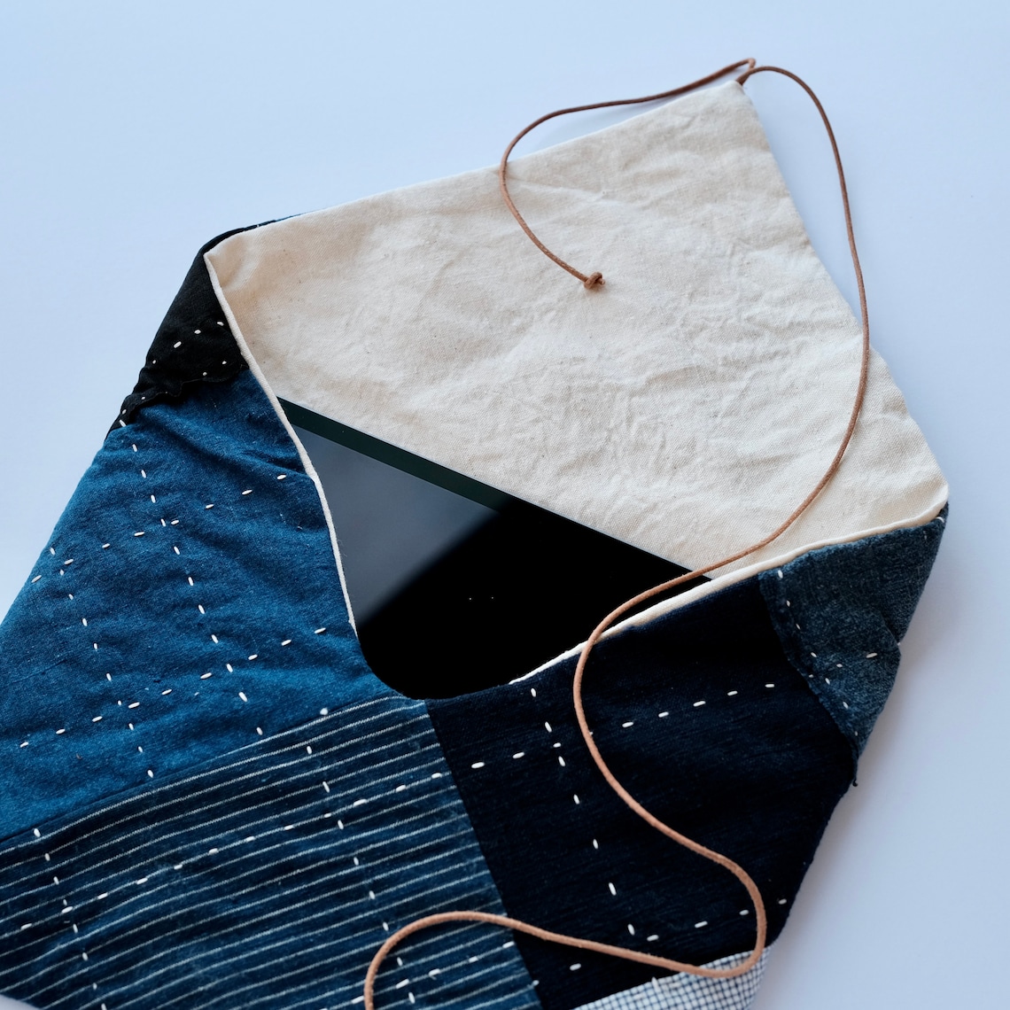 Boro Laptop Bag Antique Indigo Fabric Japanese Patchwork Tablet Sleeve ...