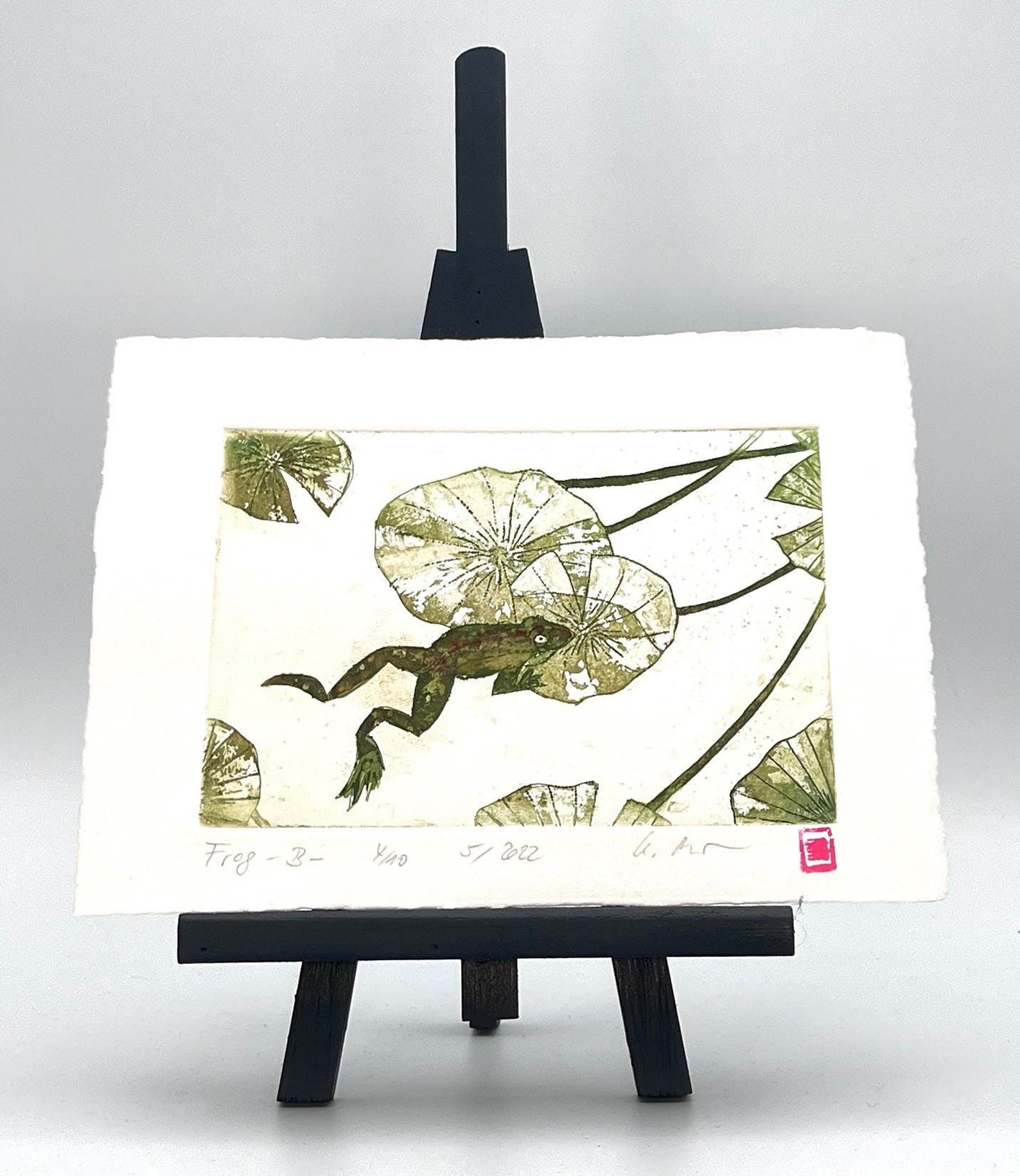 Frog and Water Lily Leaves - Original Etching - Etsy