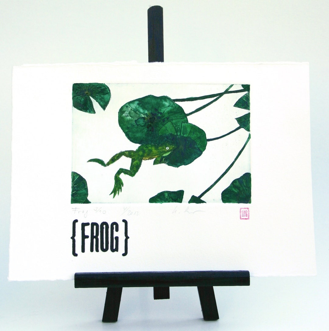 Frog and Water Lily Leaves Original Etching - Etsy