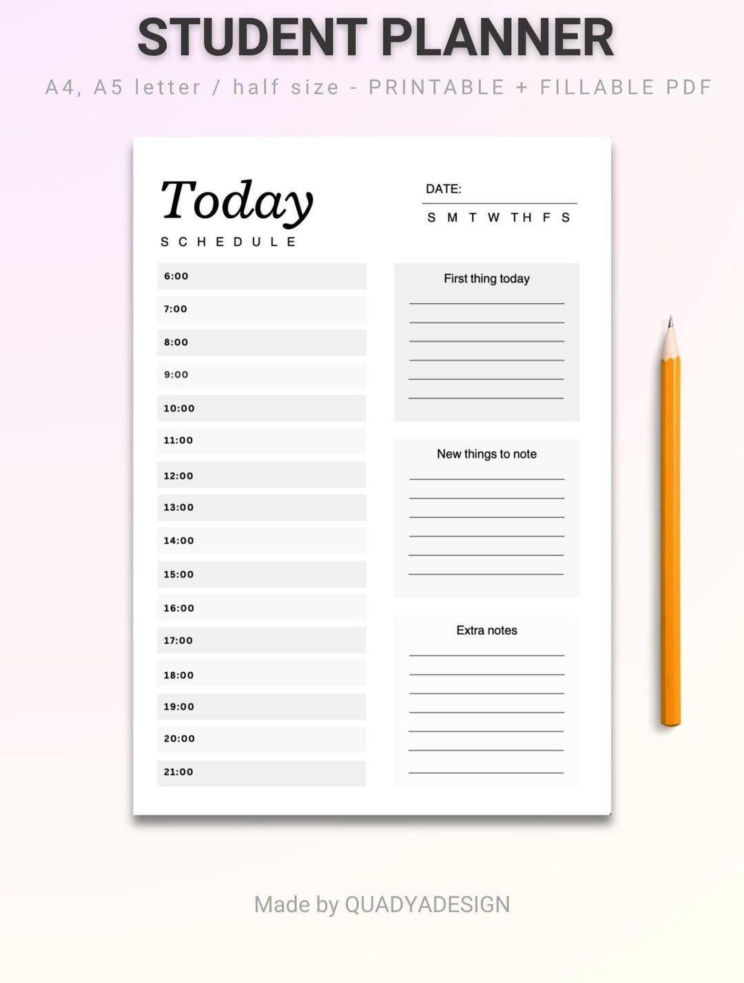 Student Planner Printable | A4 A5 Letter Half Letter | Editable ...