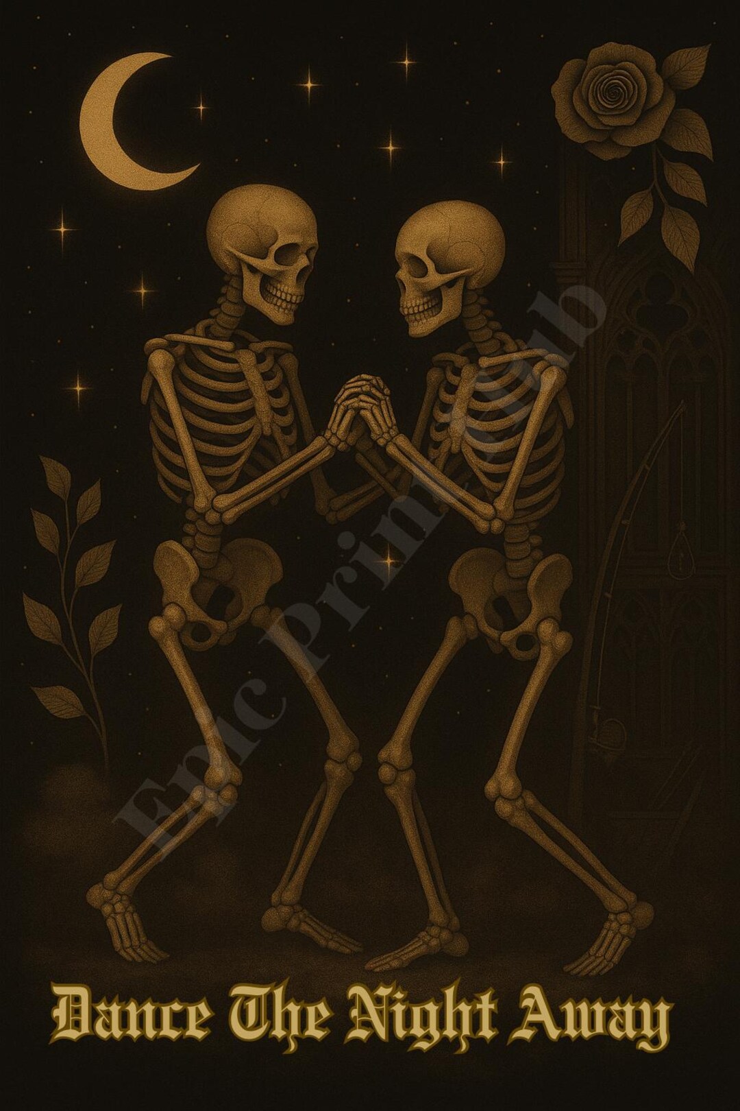 Romantic Gothic Skeleton Art Print – “dance the Night Away” | Eternal ...