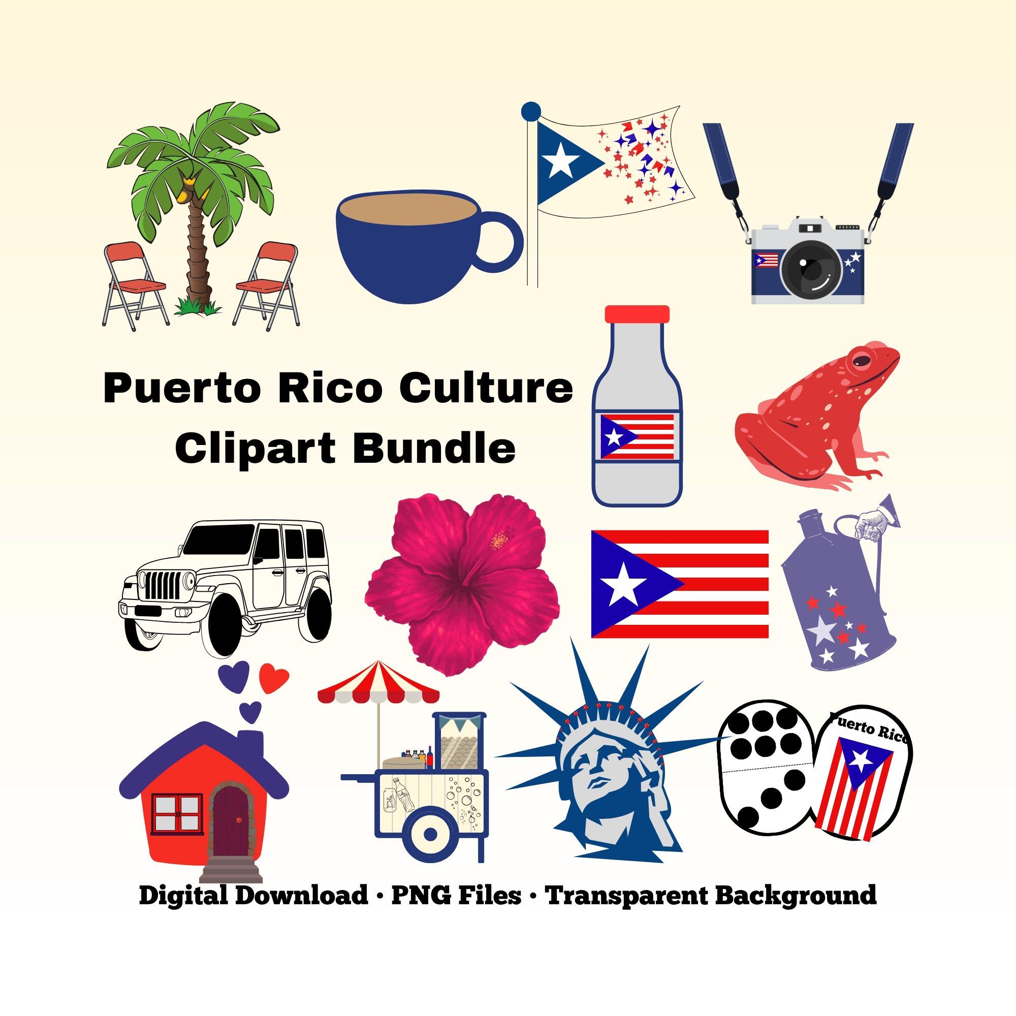 Puerto Rico Clipart PNG Bundle, Bandera Puerto Rico Design, Puerto ...