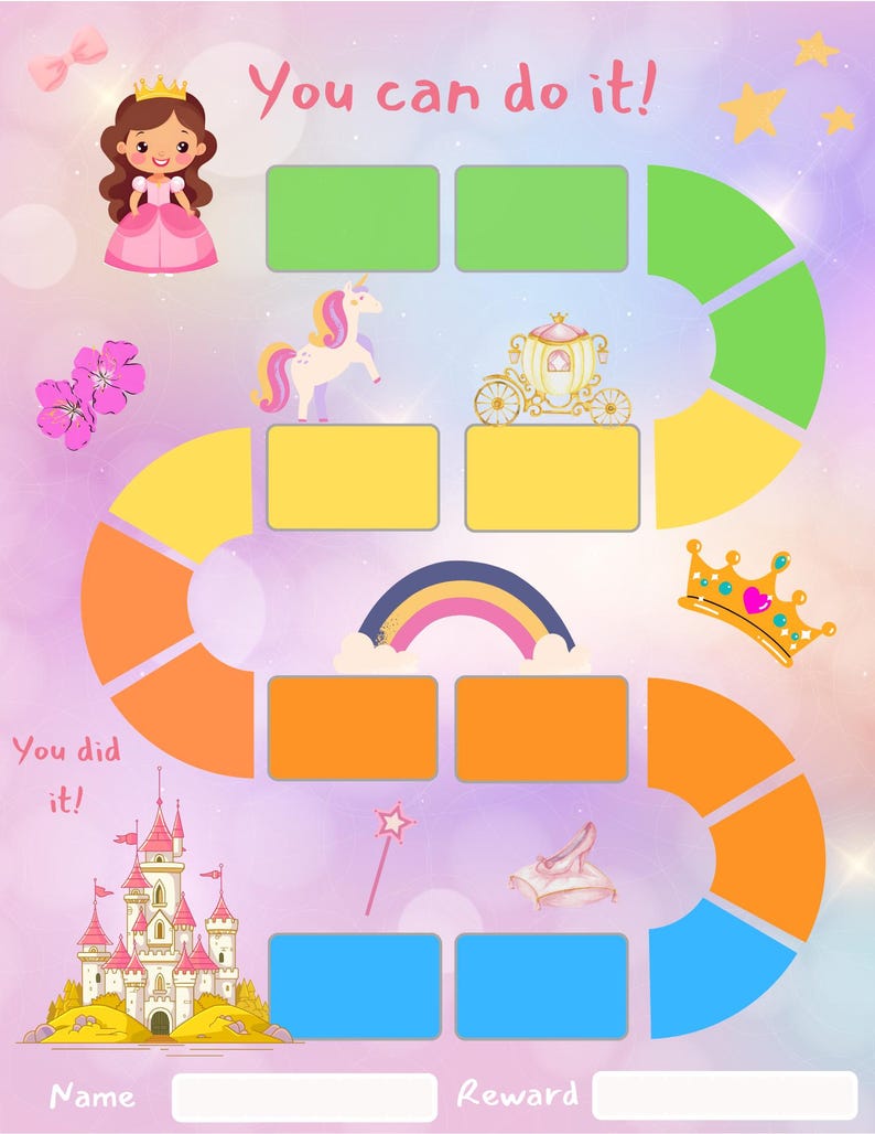 Printable Princess Reward Chart – Chore & Behavior Tracker for Kids ...