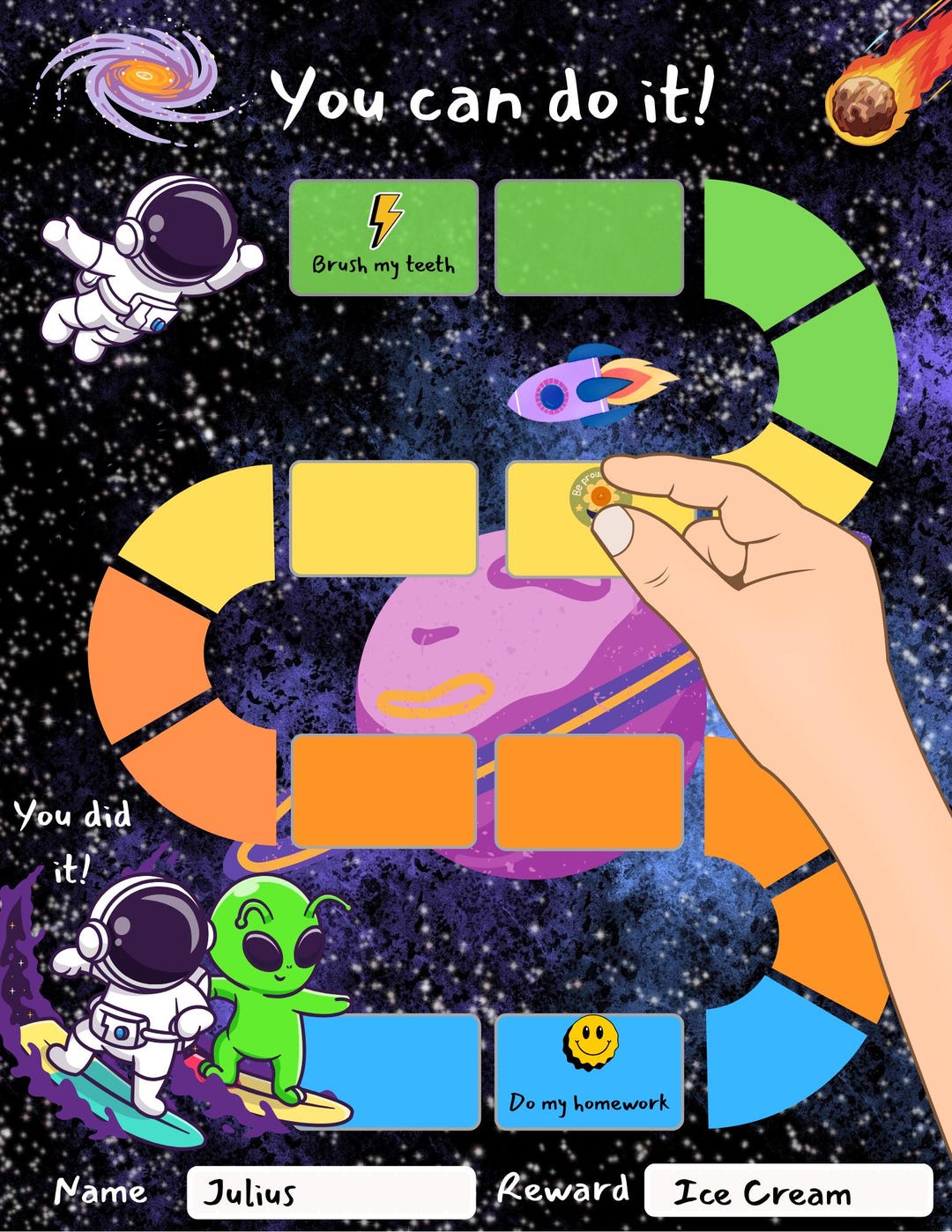 Outer Space Printable Behavior Tracker | Space Reward Chart for Kids ...