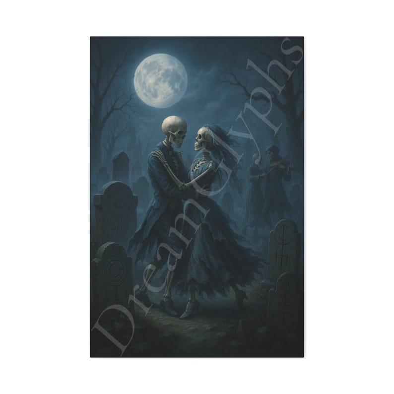 Gothic Skeleton Dance Art: Danse Macabre Cemetery Print (digital ...