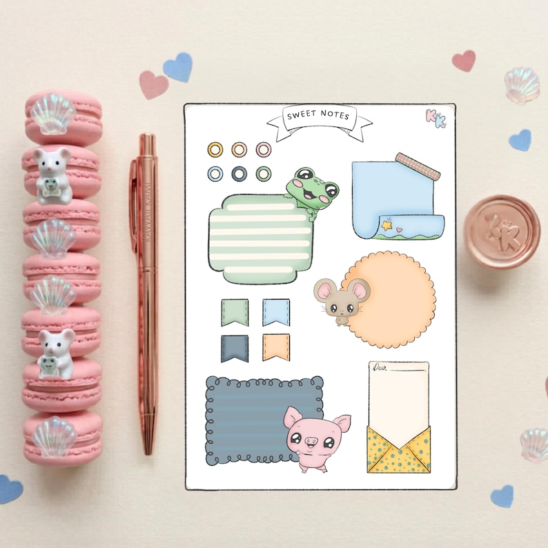 Sweet Notes Kawaii Writable Sticker Sheet - Etsy