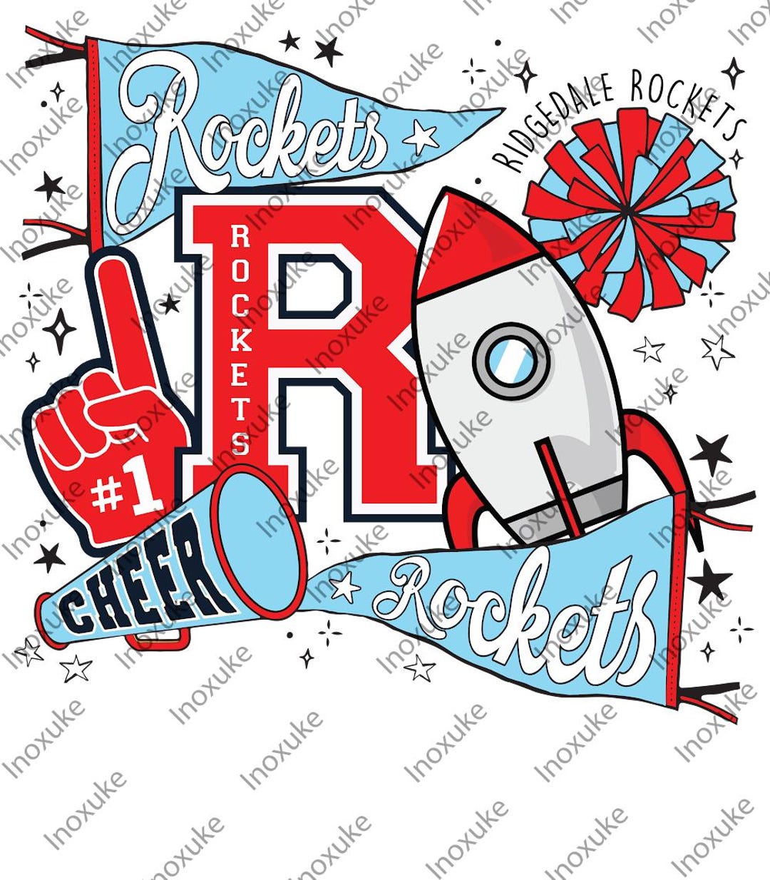 Rockets Cheer Team Shirt PNG, R Letter Mascot Spirit Design, Retro ...