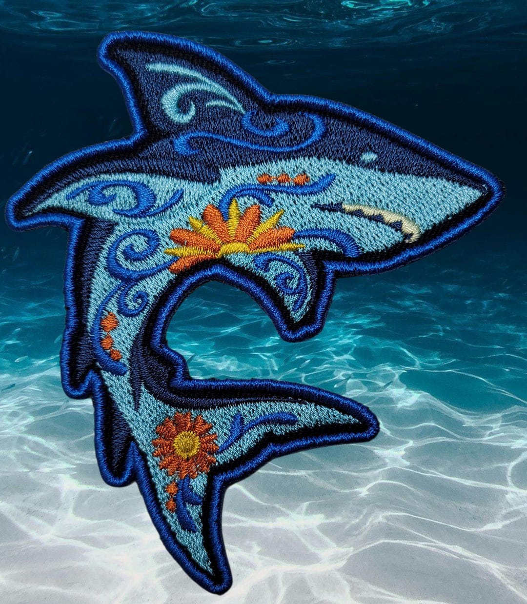 Embroidered Shark Patch - Black Canvas Applique - Etsy