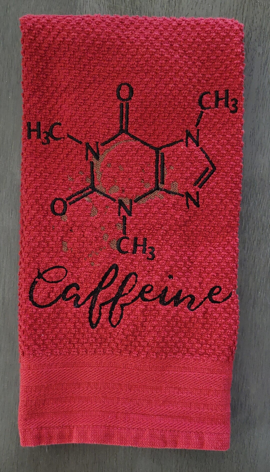 Embroidered Caffeine Molecule Kitchen Towel - Etsy