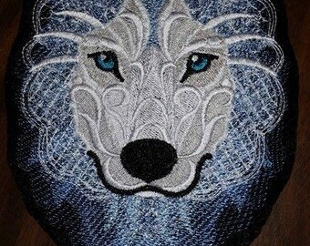 Running Timber Grey Wolf Iron on Patch Color Options Grey White and ...