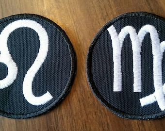 Astrology Zodiac Sign Patch, Gold Threading on Black, Birth Sign Sew-on ...