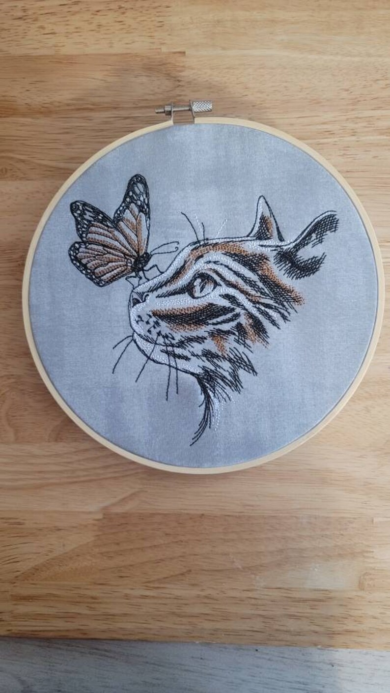 Embroiderd Cat Art | Cat Hoop | Embroidery - Etsy