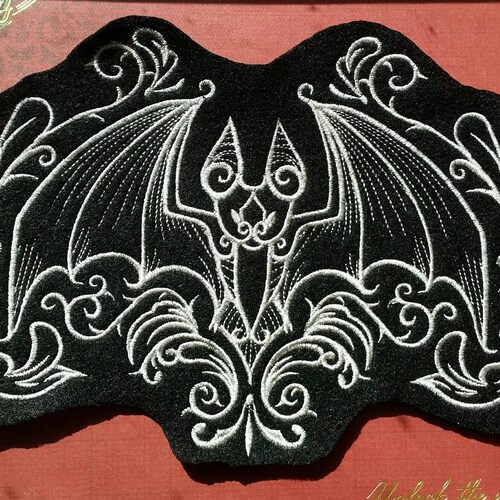Ghost Bat White Baroque Iron on Embroidery Patch Mtcoffinz - Etsy