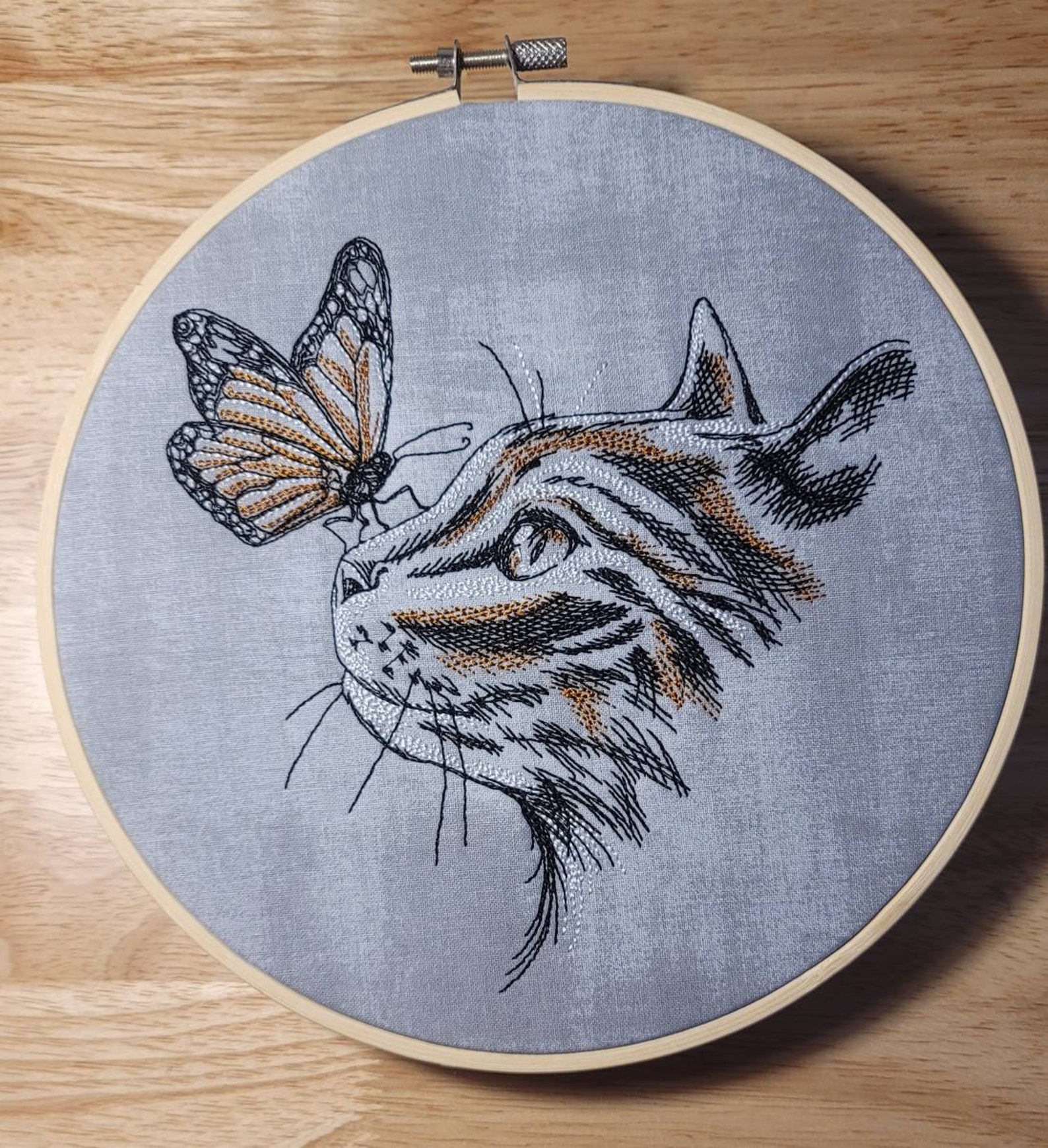 Embroiderd Cat Art | Cat Hoop | Embroidery - Etsy