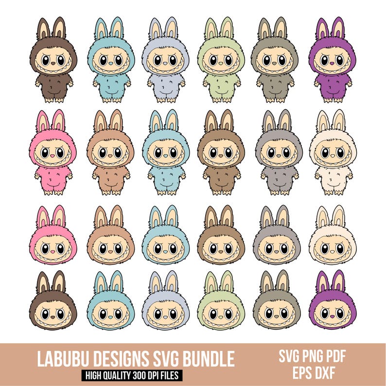 Labubu Designs SVG Bundle, Labubu Clipart, Labubu PNG, Cute Labubu ...
