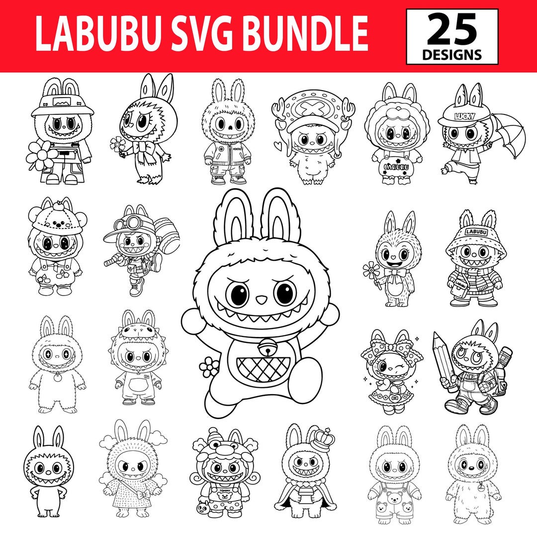 Labubu SVG Bundle \ Labubu Cut Files \ Cute Labubu SVG \ Labubu Sticker ...