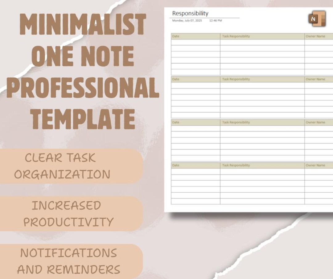 Onenote Template, Onenote Project Management, Task Tracker, Onenote ...