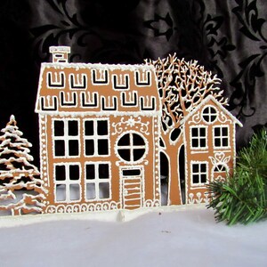 Faux Gingerbread House Table Top Decor Set of Three / Candle Screens ...