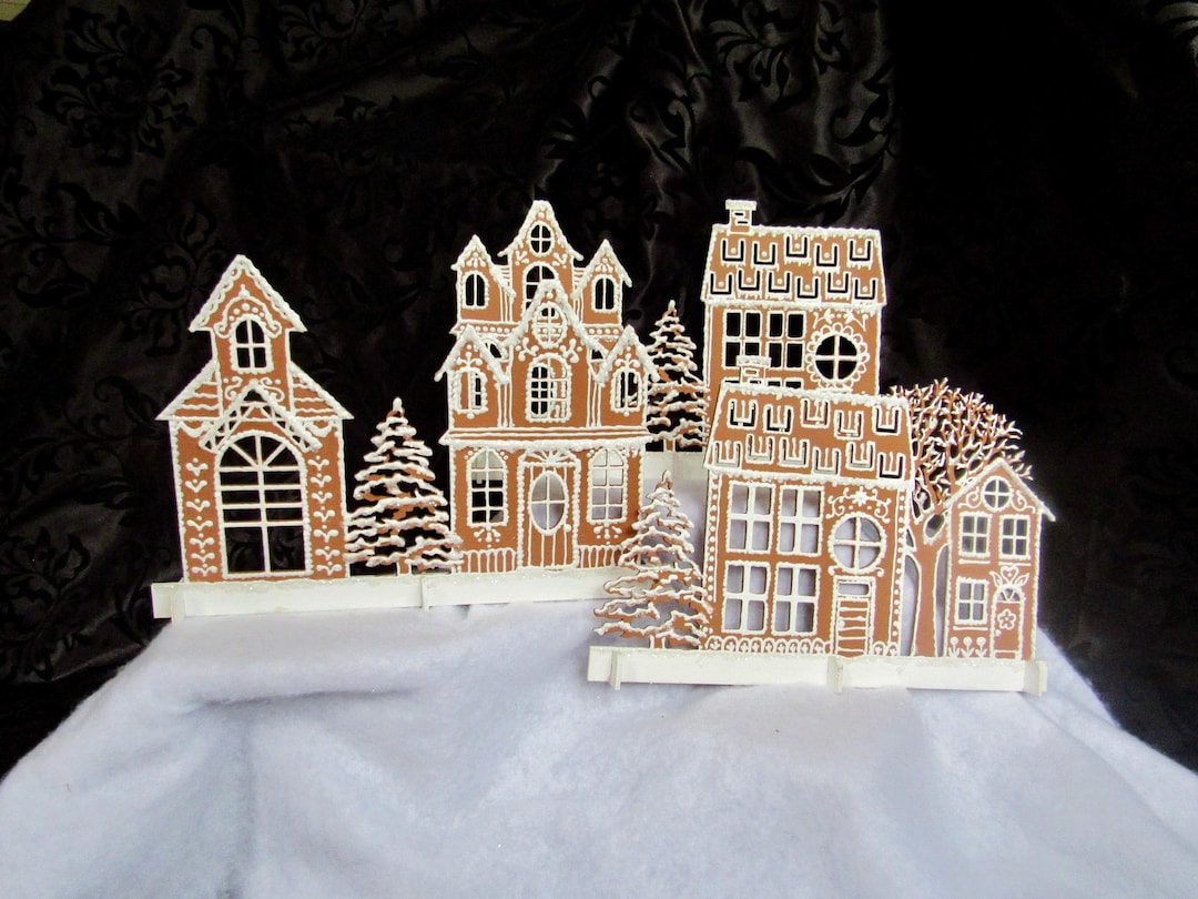Faux Gingerbread House Table Top Decor Set of Three / Candle Screens ...