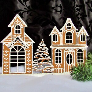 Faux Gingerbread House Table Top Decor Set of Three / Candle Screens ...