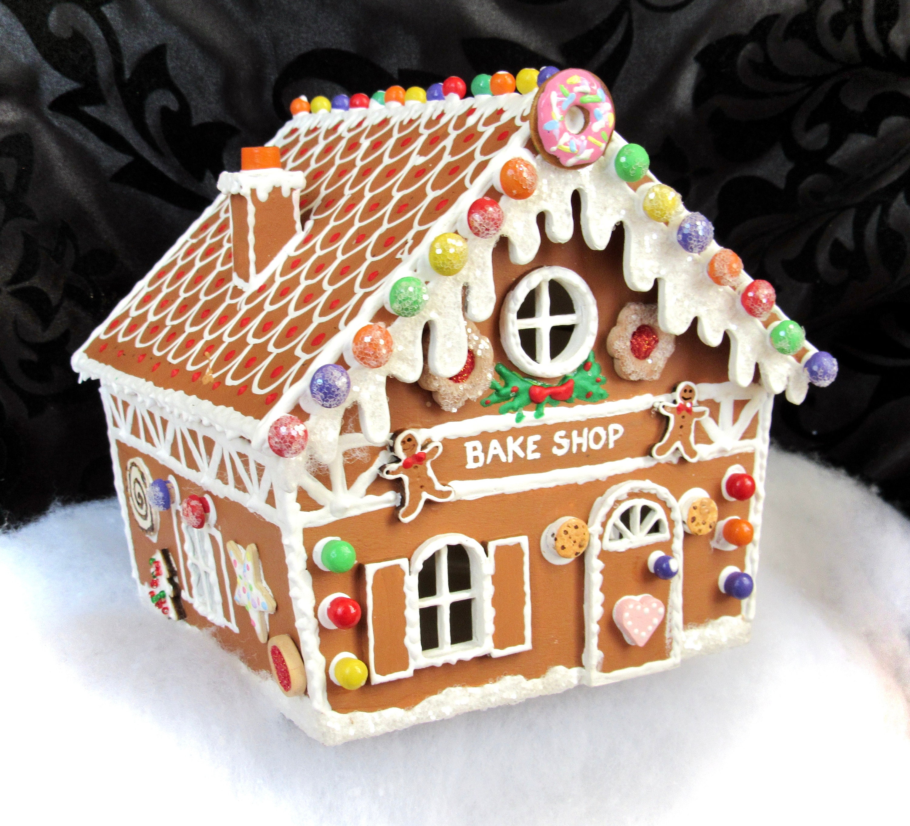 Faux Gingerbread House Village Set of Eight - Etsy