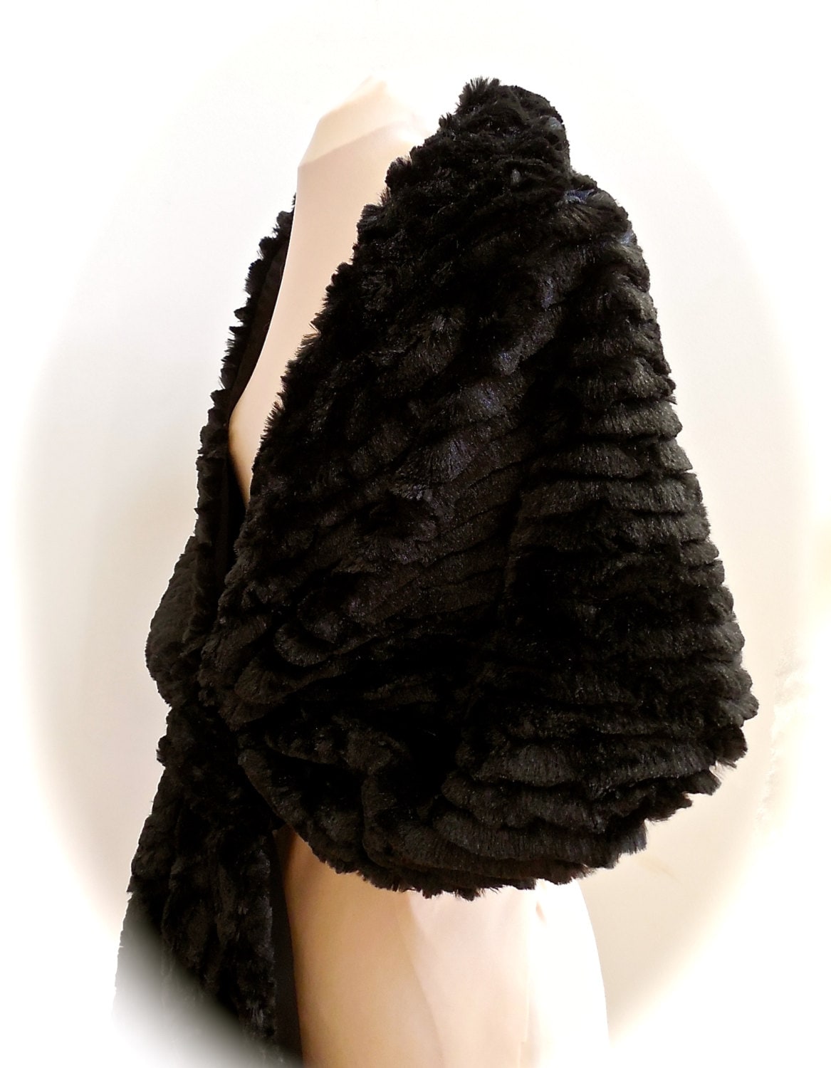 Midnight Black Faux Fur Stole With Loop - Etsy