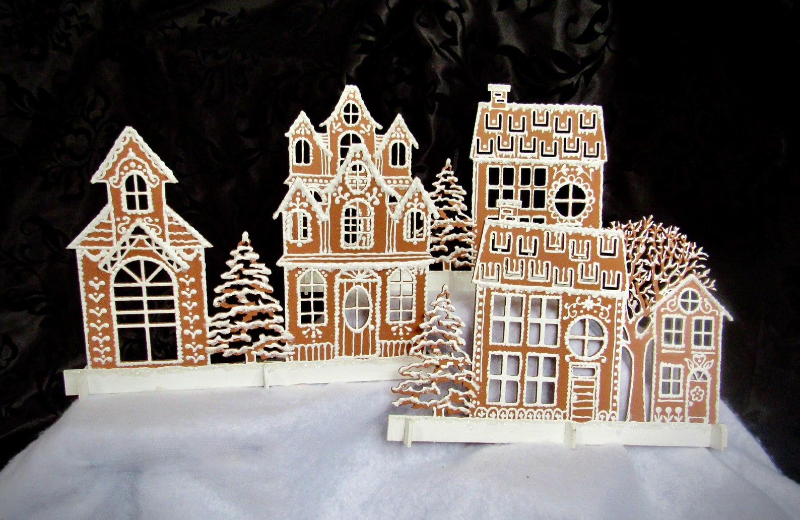 Faux Gingerbread House Table Top Decor Set of Three / Candle Screens ...