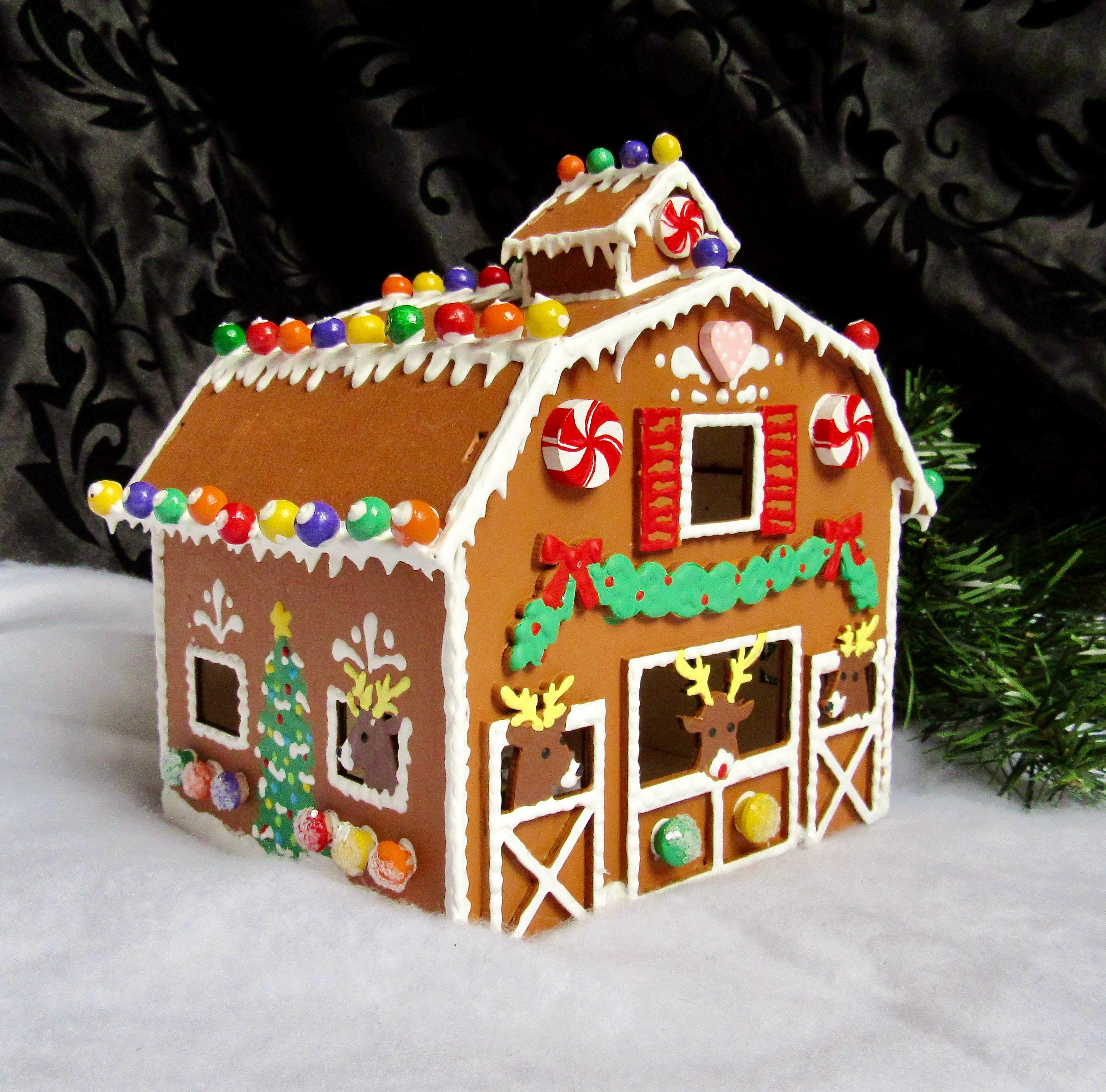Faux Gingerbread Village Reindeer Barn - Etsy