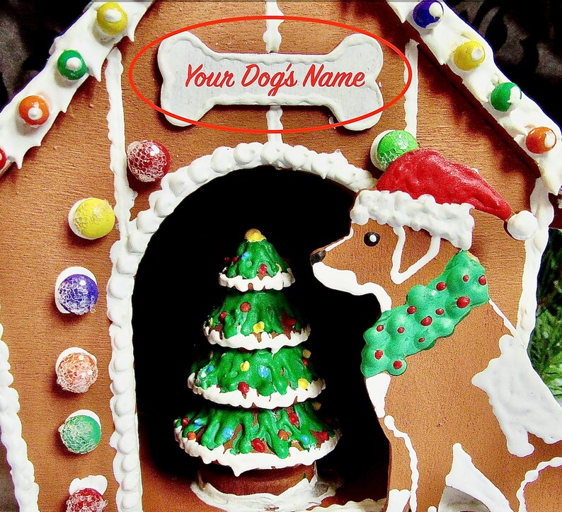 Faux Gingerbread Dog House With Santa Dog and Christmas Tree - Etsy