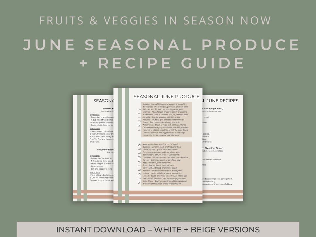 June Seasonal Produce Cheat Sheet + Simple Recipes | Fruits + Veggies ...