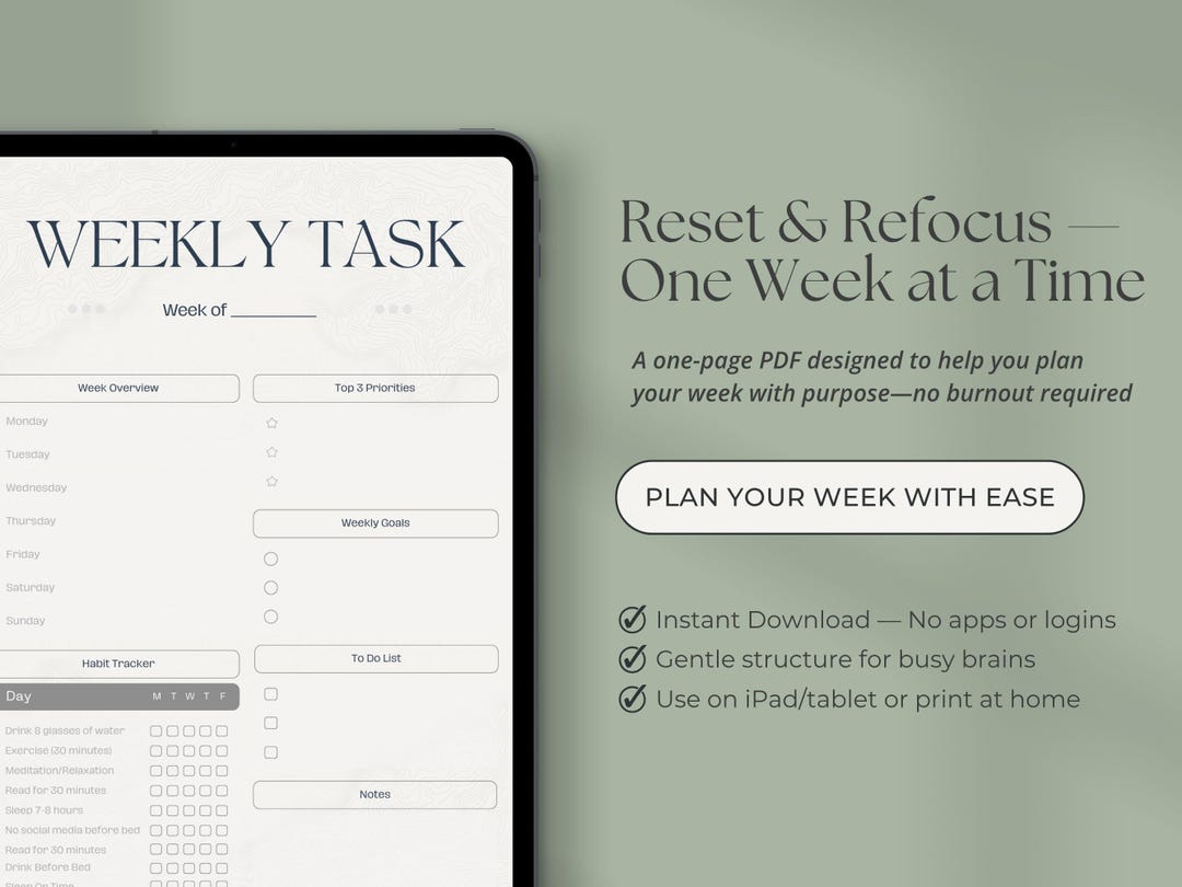 ADHD Weekly Task Planner | Habit Tracker To-do List Template PDF ...