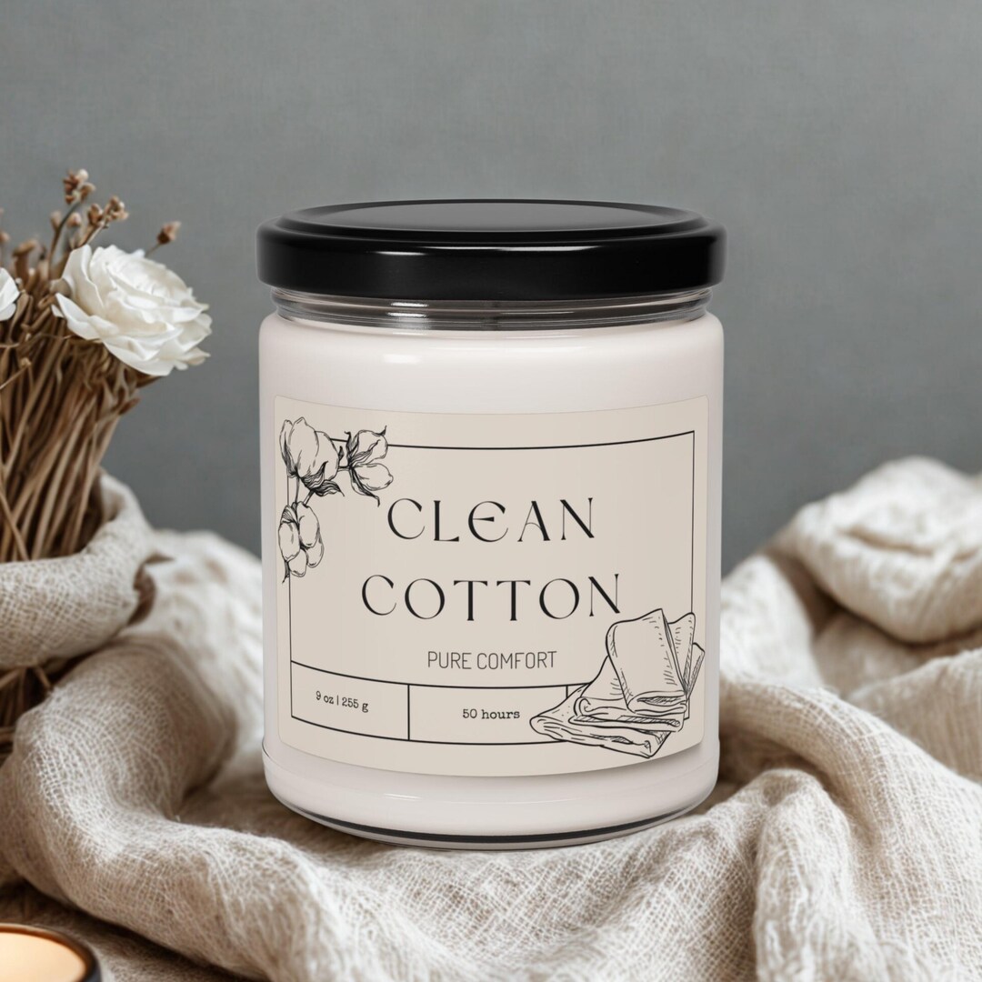 Clean Cotton Scented Soy Candle, Fresh and Light Home Decor Candle ...