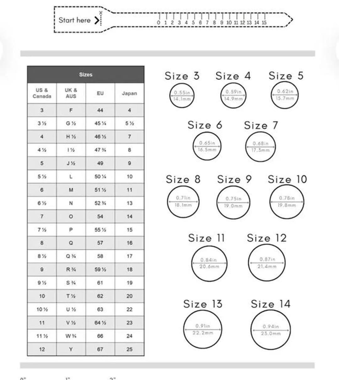 International Ring Size Chart Ring Size Finder Printable Diamond Ring ...