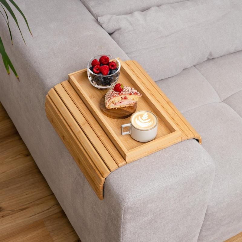 Couch Arm Tables Bamboo - Etsy UK