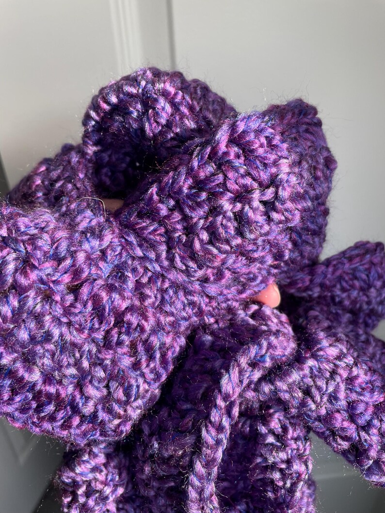 Crochet Acrylic Curly Scarf Super Soft Curly Wear 3 Ways Bright Purple ...