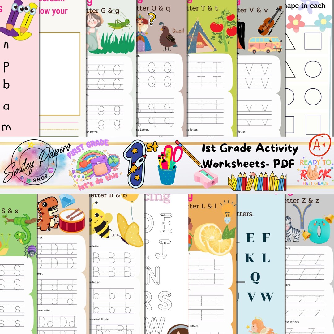 1st Grade Alphabet Tracing Worksheets, Handwriting Practice (digital ...