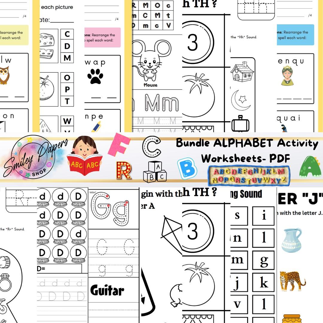 Alphabet Activity Worksheets Bundle, A-Z Letter Tracing, Preschool ...