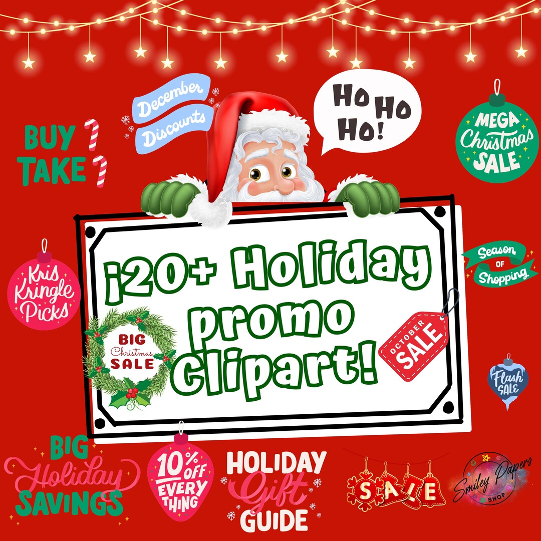 Christmas Promo Clipart Bundle | Holiday Sale Signs (instant Download ...